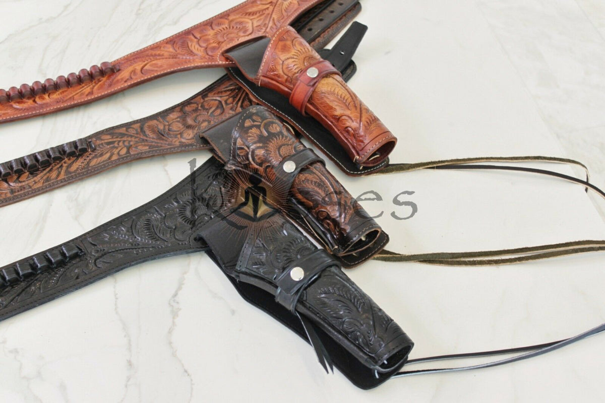 44/45 Caliber Right Draw Tooled Leather Drop Loop Rig| TJAYZ